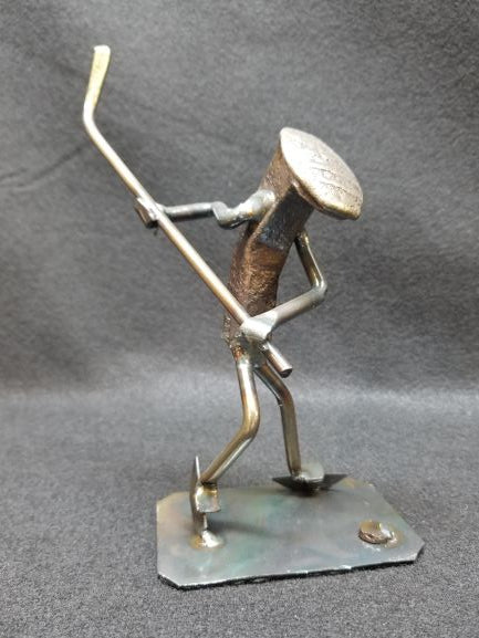 Hockey - Action-Packed Railroad Spike Sculpture – Roland Metal Art