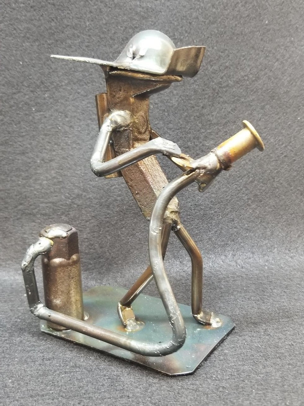 Fireman - Bravery-Themed Railroad Spike Sculpture – Roland Metal Art